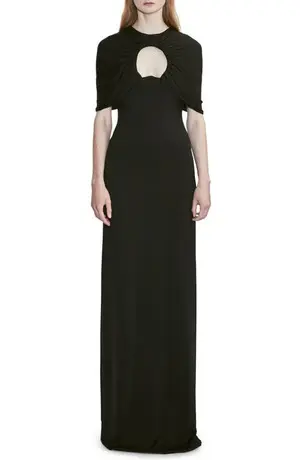 ET OCHS Joy Ruched Capelet Gown
