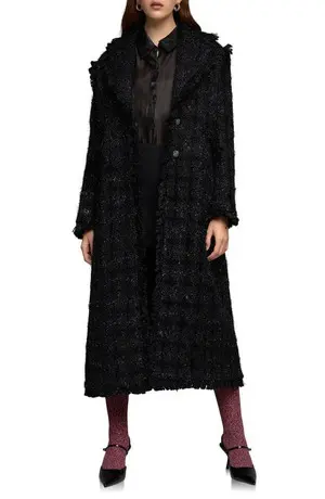 Endless Rose Metallic Long Tweed Coat