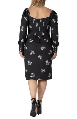 STANDARDS & PRACTICES Floral Ruched Long Sleeve Dress