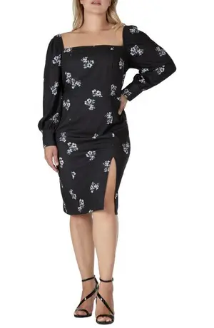 STANDARDS & PRACTICES Floral Ruched Long Sleeve Dress