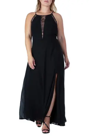 STANDARDS & PRACTICES Lace Detail Maxi Dress - Black