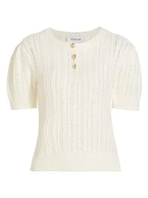 Derek Lam 10 Crosby Shea Mixed-stitch Puff-sleeve Sweater - Ivory