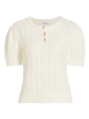 Derek Lam 10 Crosby Shea Mixed-stitch Puff-sleeve Sweater - Ivory