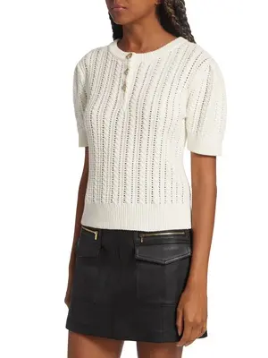 Derek Lam 10 Crosby Shea Mixed-stitch Puff-sleeve Sweater