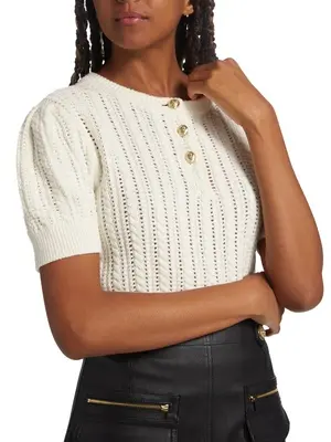 Derek Lam 10 Crosby Shea Mixed-stitch Puff-sleeve Sweater