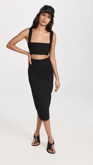 Victoria Beckham Fitted Ribbed Knit Skirt