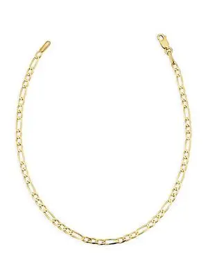 ORADINA 14k Yellow Solid Gold Florentine Figaro Petite Anklet - Yellow Gold