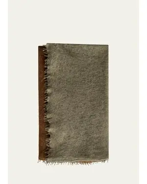 Denis Colomb Fuzzy Feture Two-tone Cashmere Scarf Brown