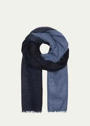 Denis Colomb Fuzzy Feture Two-tone Cashmere Scarf Dark Mountain Gra