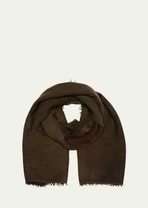 Denis Colomb Fuzzy Feture Two-tone Cashmere Scarf Expresso Dk Kahki