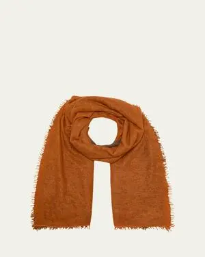 Denis Colomb Fuzzy Feture Two-tone Cashmere Scarf Shitake Tibet Orange