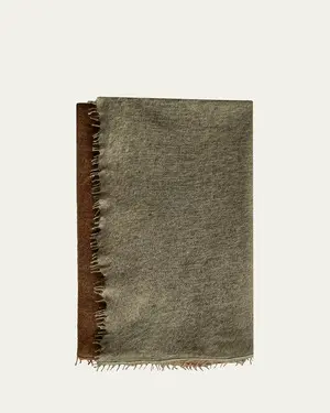 Denis Colomb Fuzzy Feture Two-tone Cashmere Scarf Silver Mink Camel