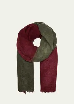 Denis Colomb Fuzzy Feture Two-tone Cashmere Scarf Tibetan Red Monk