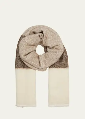 Denis Colomb Hokkaido Color-block Shawl White/grey/natura