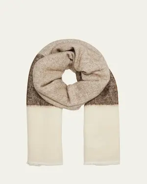Denis Colomb Hokkaido Color-block Shawl - White/grey/natural Brown