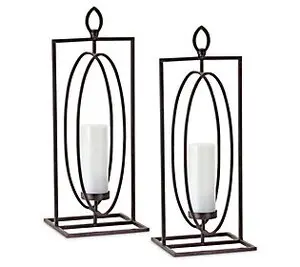 MELROSE Iron Candle Holder Stand Set Of Two - One-color