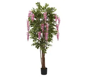 NEARLY NATURAL 6.5' Wisteria Silk Tree By - One-color