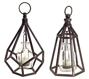 MELROSE Hanging Tea Light Holder W/metal Frame Set Of 2 - One-color