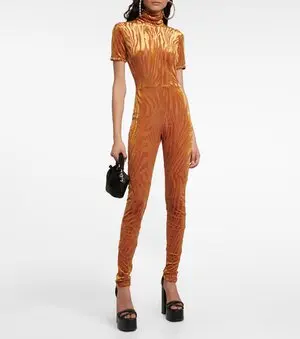 Alex Perry Benton Devoré Zebra-print Catsuit