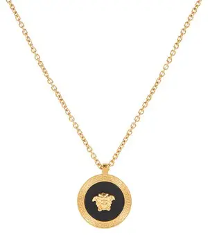 Versace Medusa Enamel Pendant Necklace - Black