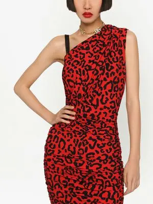 Dolce & Gabbana One-shoulder Leopard-print Dress