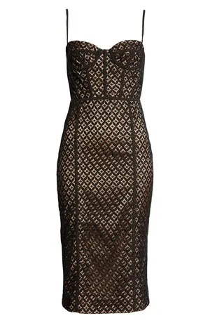 Bardot Charley Corset Lace Cocktail Midi Dress