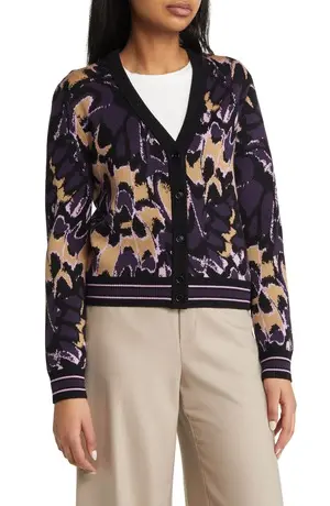 BOSS Fristol Floral Jacquard Wool Cardigan
