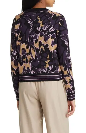 BOSS Fristol Floral Jacquard Wool Cardigan