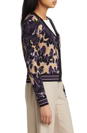 BOSS Fristol Floral Jacquard Wool Cardigan