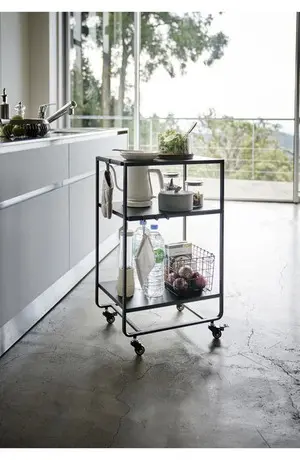YAMAZAKI Three Tier Tower Kitchen Cart - Black