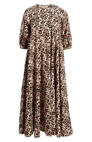 Asos Animal Print Cotton Trapeze Midi Dress