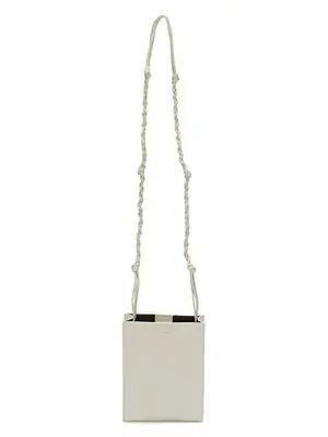 JIL SANDER Small Tangle Croc-Embossed Leather Crossbody Bag - Chalk