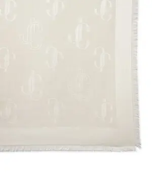JIMMY CHOO Silk-blend Monogram Scarf - Ivory