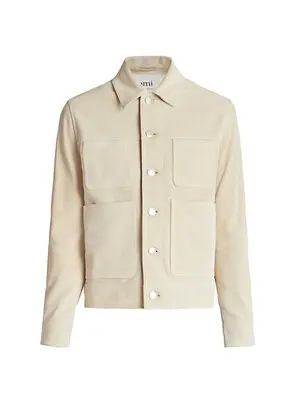AMI Paris Leather Worker Jacket - Vanille