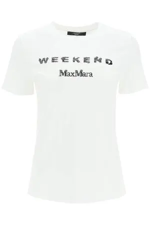 Max Mara WEEKEND MAX MARA SEQUINNED LOGO T-SHIRT - White
