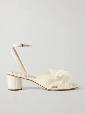 LOEFFLER RANDALL Dahlia Plissé-organza Sandals With Leather-like Trim - Neutrals