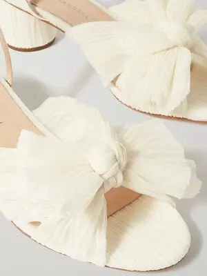 LOEFFLER RANDALL Dahlia Plissé-organza Sandals With Leather-like Trim - Neutrals
