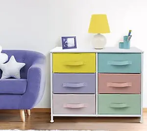 SORBUS 6-drawer Storage Cube Dresser Pastel
