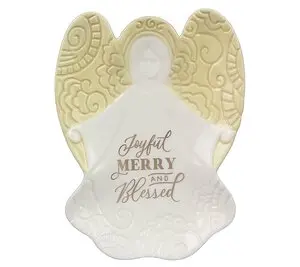 YOUNG'S INC. Blessed Angel Ceramic Christmas Gi Ft Plate - One-color