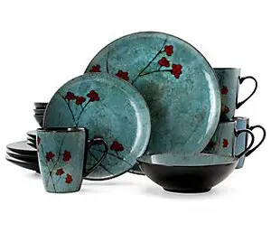 ELAMA Floral Accents 16-piece Stoneware Dinnerw Are Set - One-color