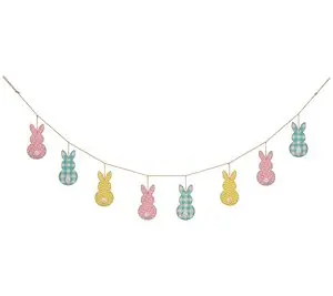 GLITZHOME Easter Metal Bunny Garland - One-color