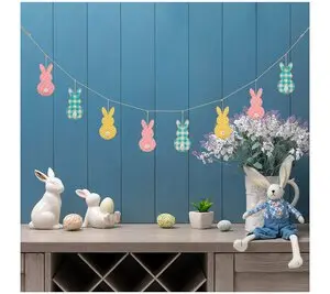 GLITZHOME Easter Metal Bunny Garland