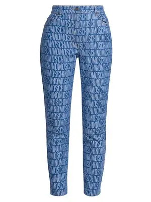 Moschino Women's Logo High-Waisted Denim Pants - Blue Multi  - Blue Multi
