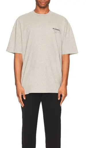 ALLSAINTS Underground Short Sleeve Crew In Grey - Grey Marl
