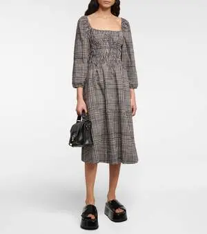 Proenza Schouler White Label Checked Cotton Poplin Midi Dress