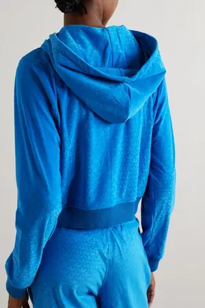 Adidas Adicolor Heritage Now Cropped Recycled Velour-jacquard Hoodie