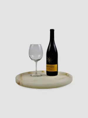 MARBLE CRAFTER Athena Onyx Honed 14" Round Tray