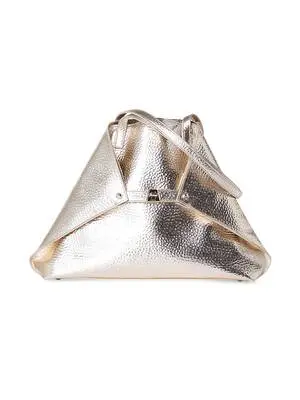 Akris Ai Metallic Leather Shoulder Bag - Stucco Metallic