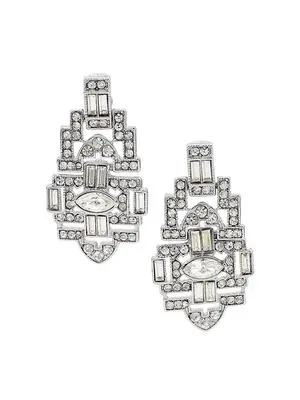 KENNETH JAY LANE Rhodium-plated & Glass Crystal Clip-on Earrings