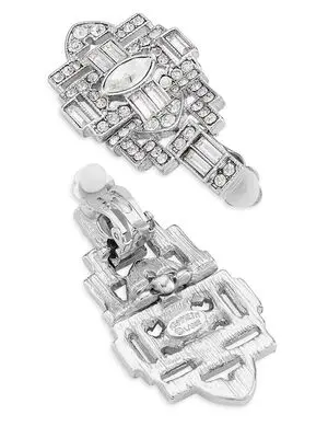 KENNETH JAY LANE Rhodium-plated & Glass Crystal Clip-on Earrings